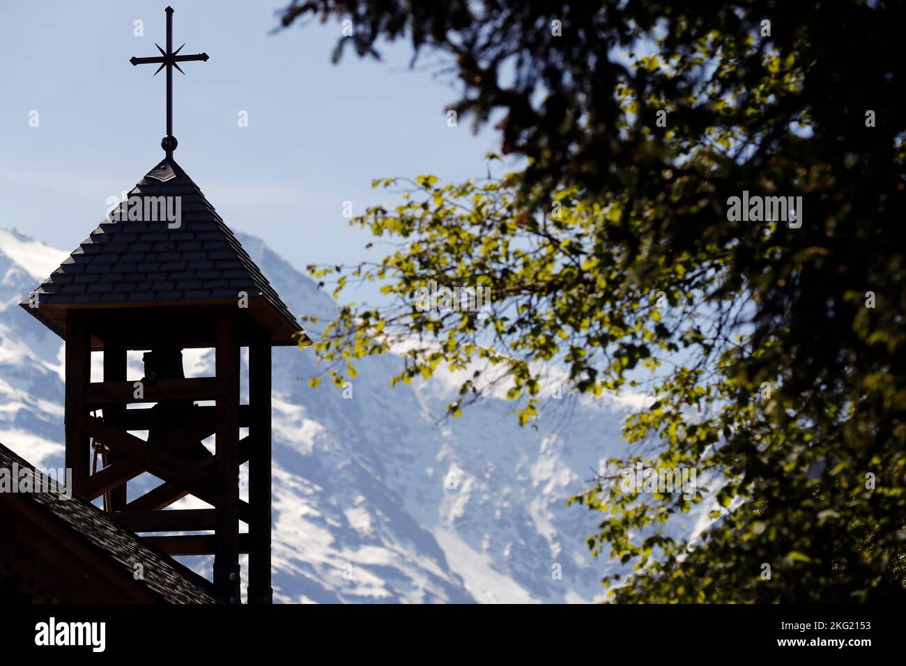 Gollet baroque chapel after renovation. Bell tower. France Stock Photo ...