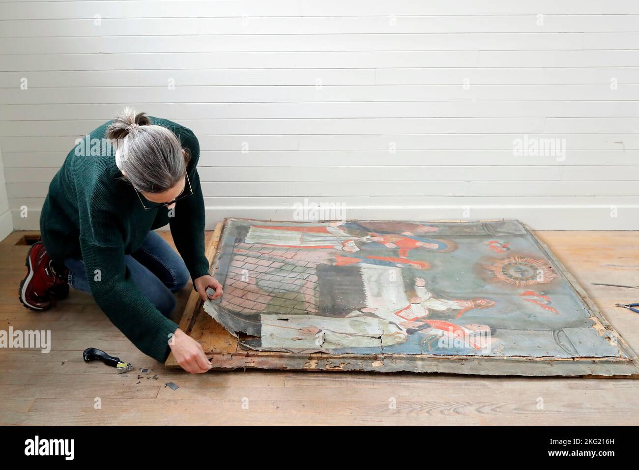 Cupelin baroque chapel before renovation. Old painting. France Stock ...