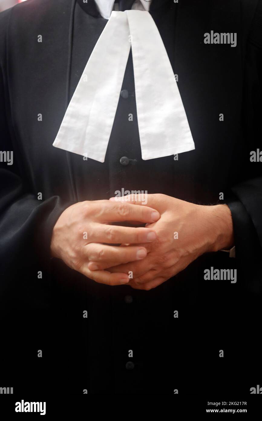 Protestant church pastor. Close up on hands. France Stock Photo - Alamy