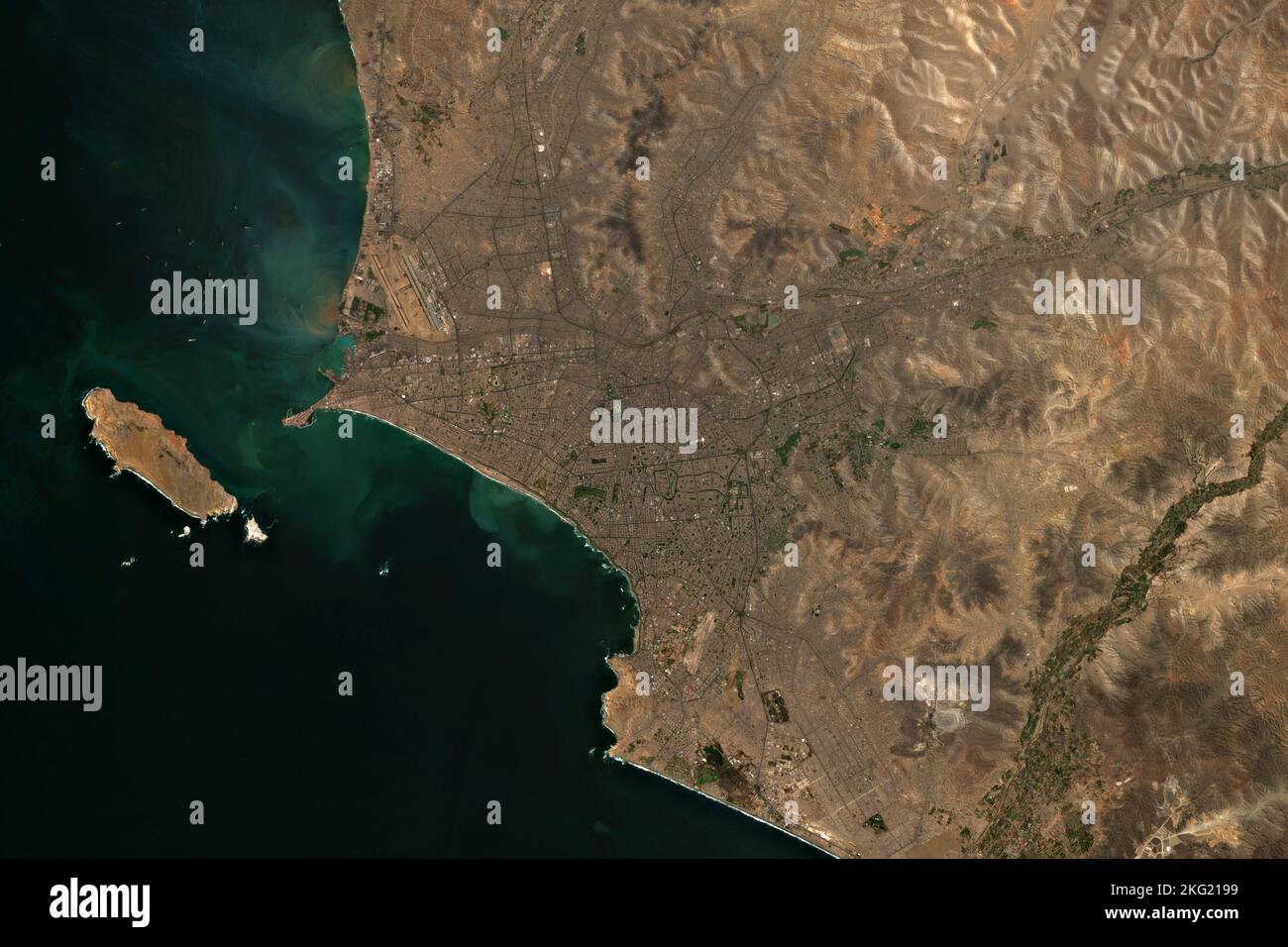 High resolution satellite image of Lima, the capital of Peru - contains ...