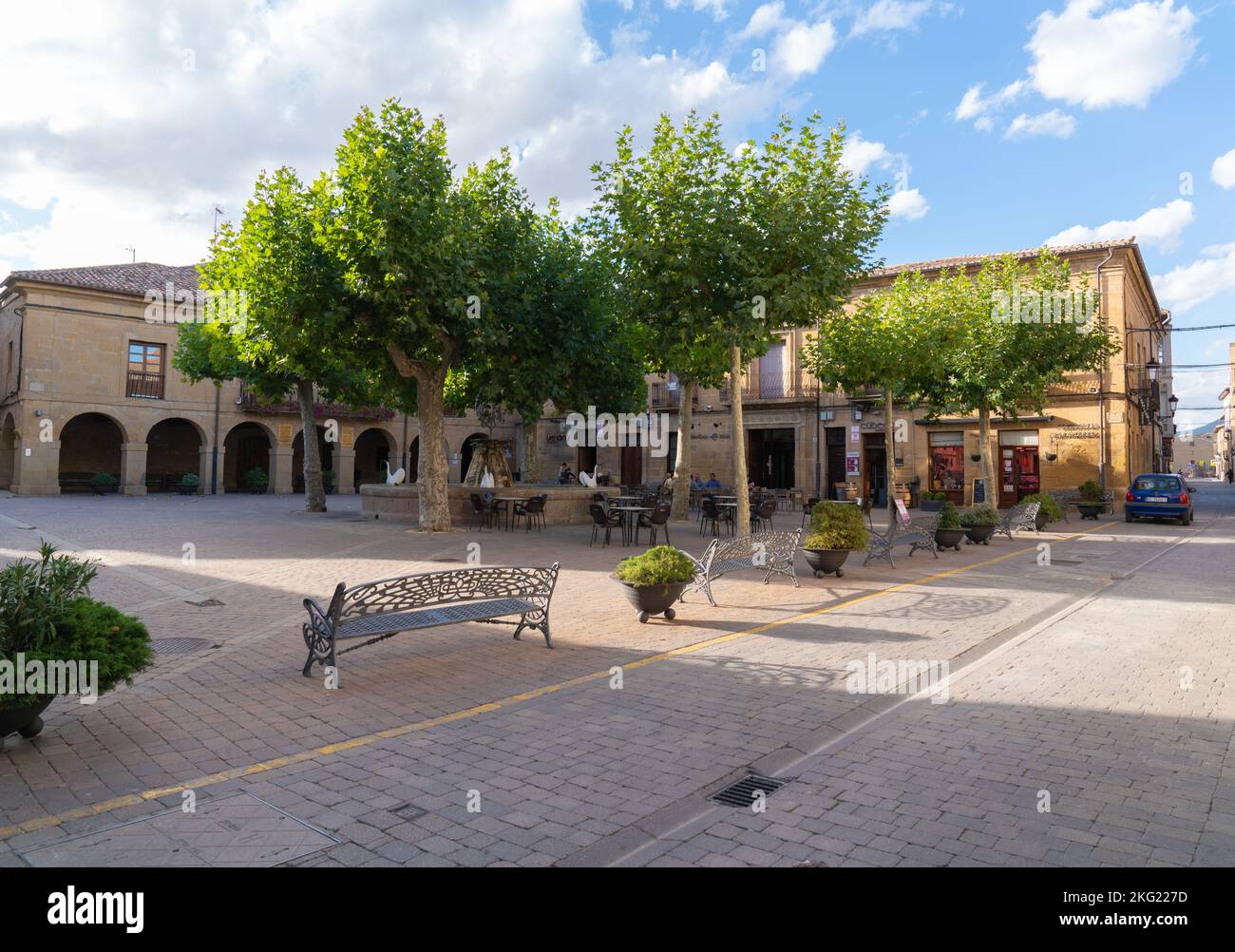 Village square San Vicente de la Sonsierra village in La Rioja Province ...