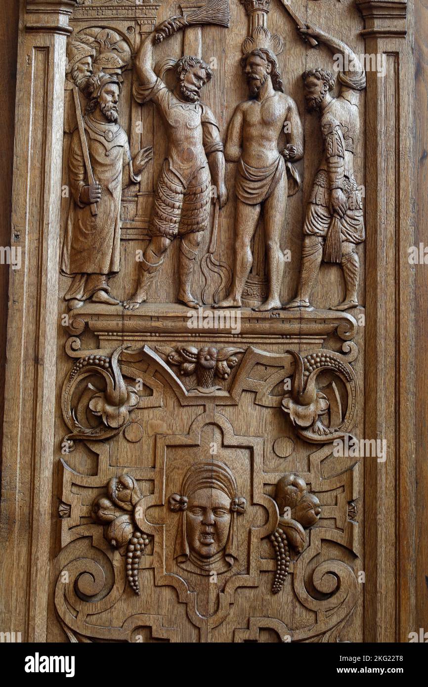 Saint Julien cathedral, Le Mans, France. 16th century relief in the ...