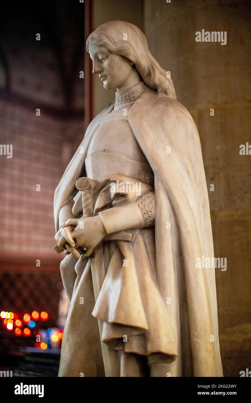 Joan of Ark statue in Notre Dame de la Gare catholic church, Paris ...