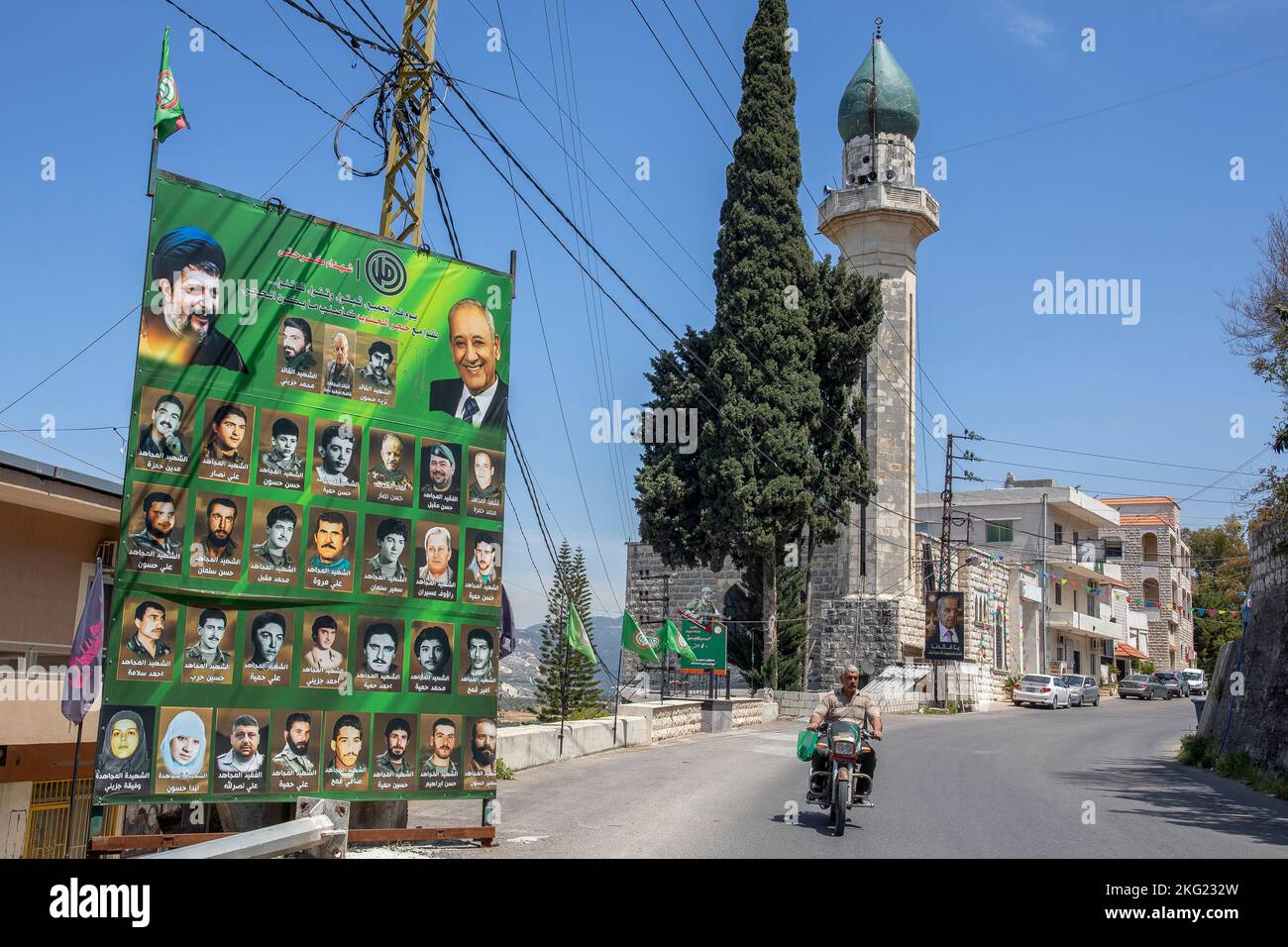 Hizbollah propaganda in a Shia muslim village in southern Lebanon Stock ...