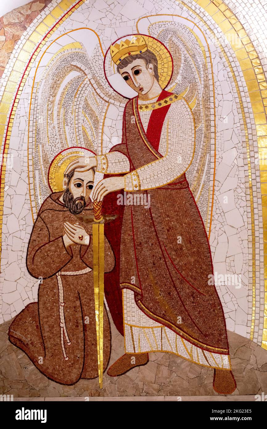 Lower church mosaic in the Padre Pio basilica, San Giovanni Rotondo ...