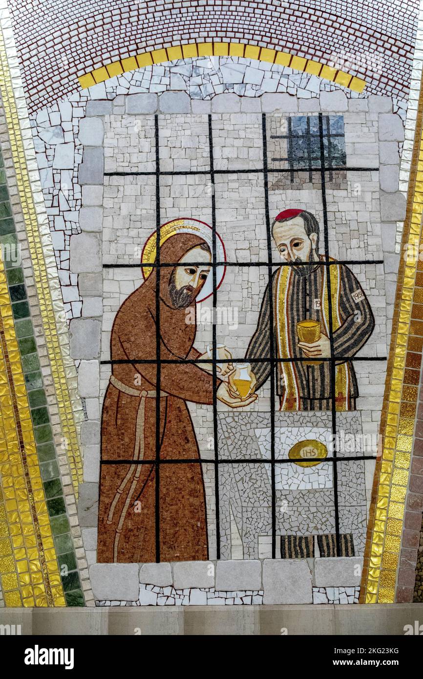 Lower church mosaic in the Padre Pio basilica, San Giovanni Rotondo ...