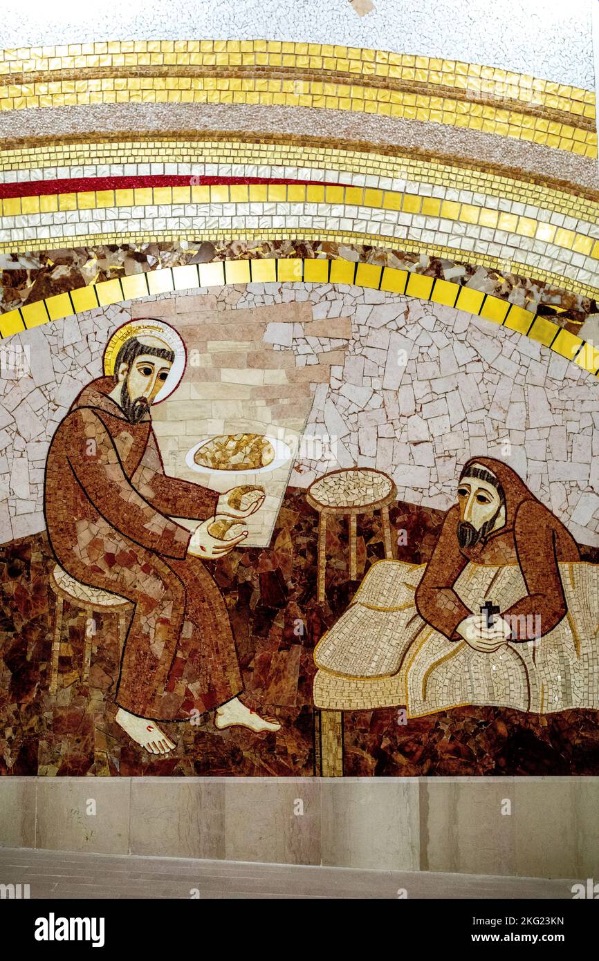 Lower church mosaic in the Padre Pio basilica, San Giovanni Rotondo ...