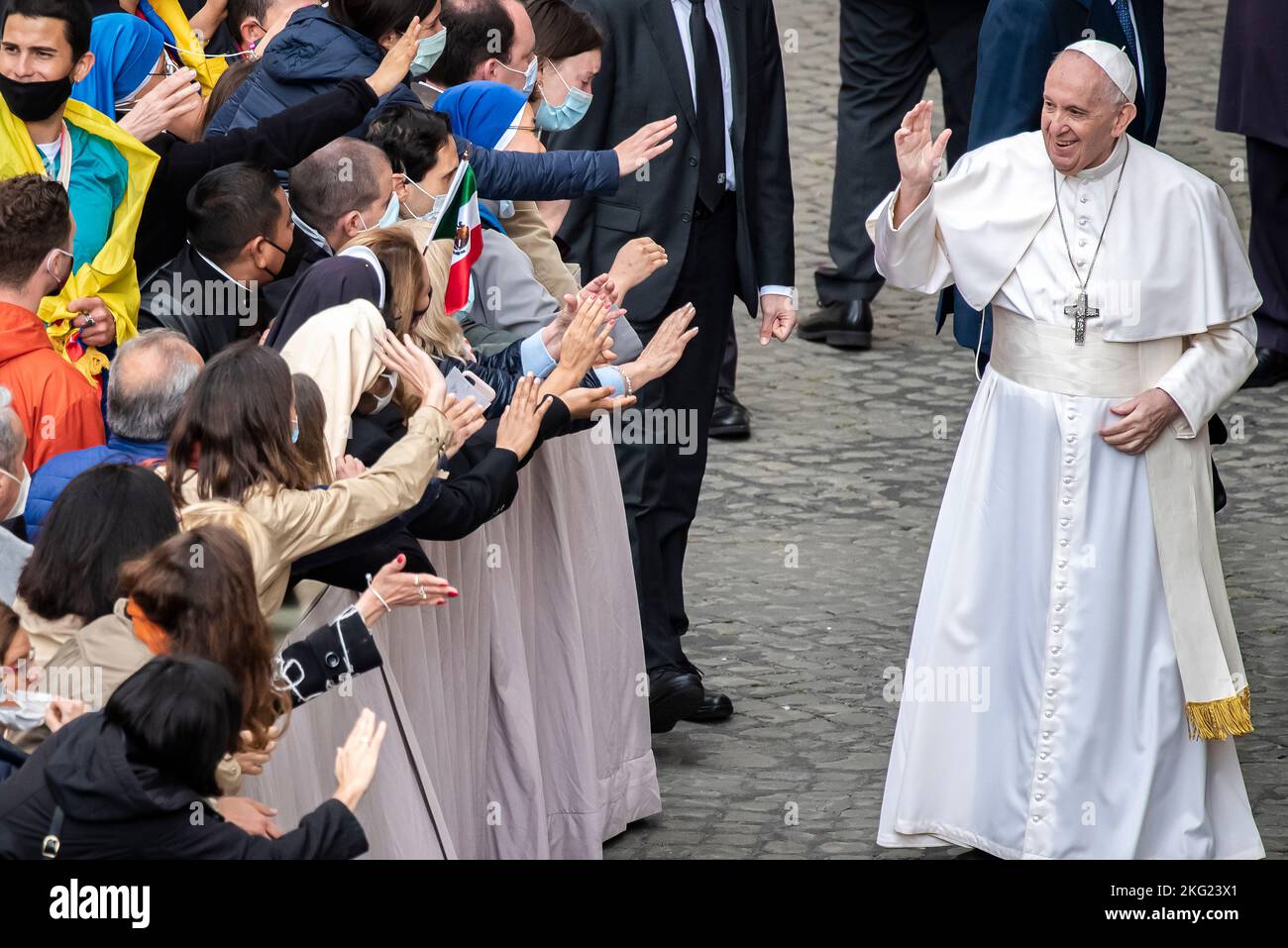 Pope Francis during the weekly general audience at San Damaso courtyard ...