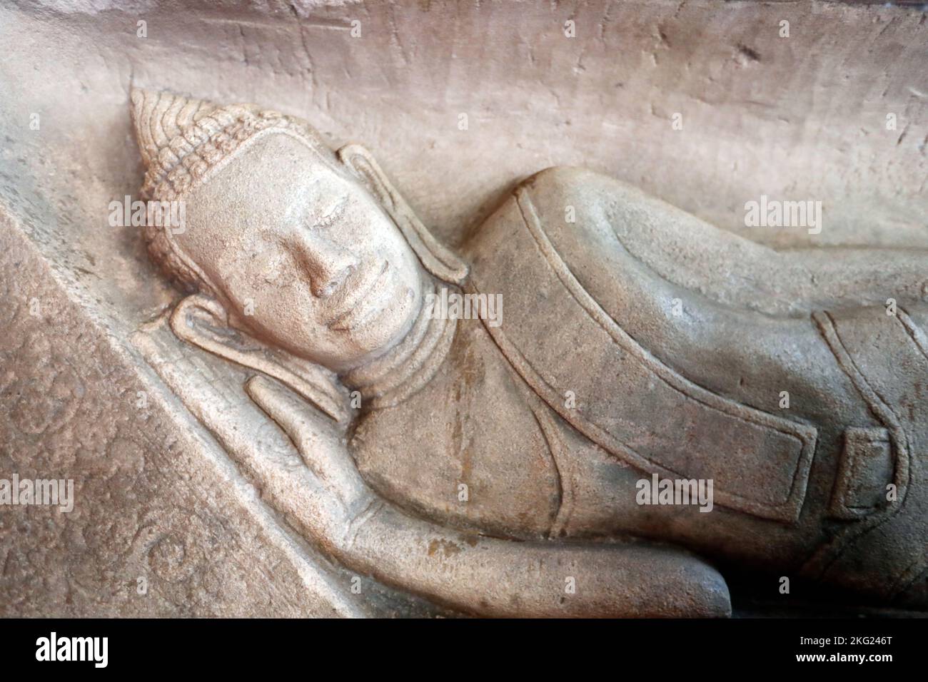 Life of Buddha. Reclining Buddha. The final Nirvana. The Buddha entered ...