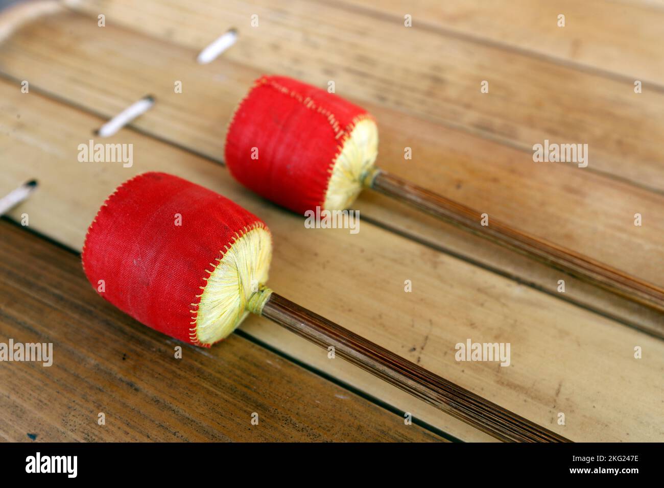 Khmer traditional music. Xylophone Lanat in pagoda. Phnom Penh ...