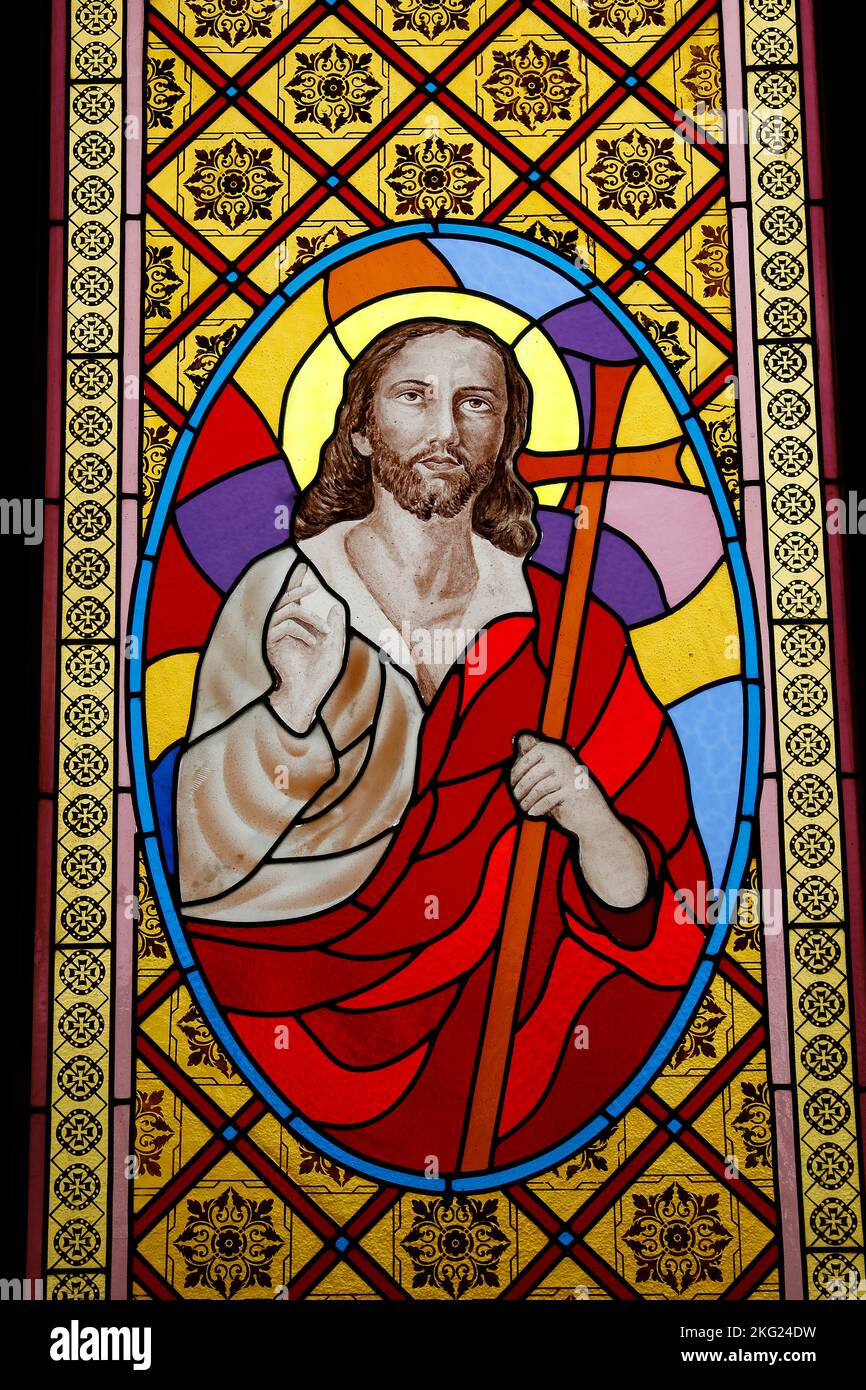 Church stained glass in Bekaa Kafra, Saint Charbel's native village in ...