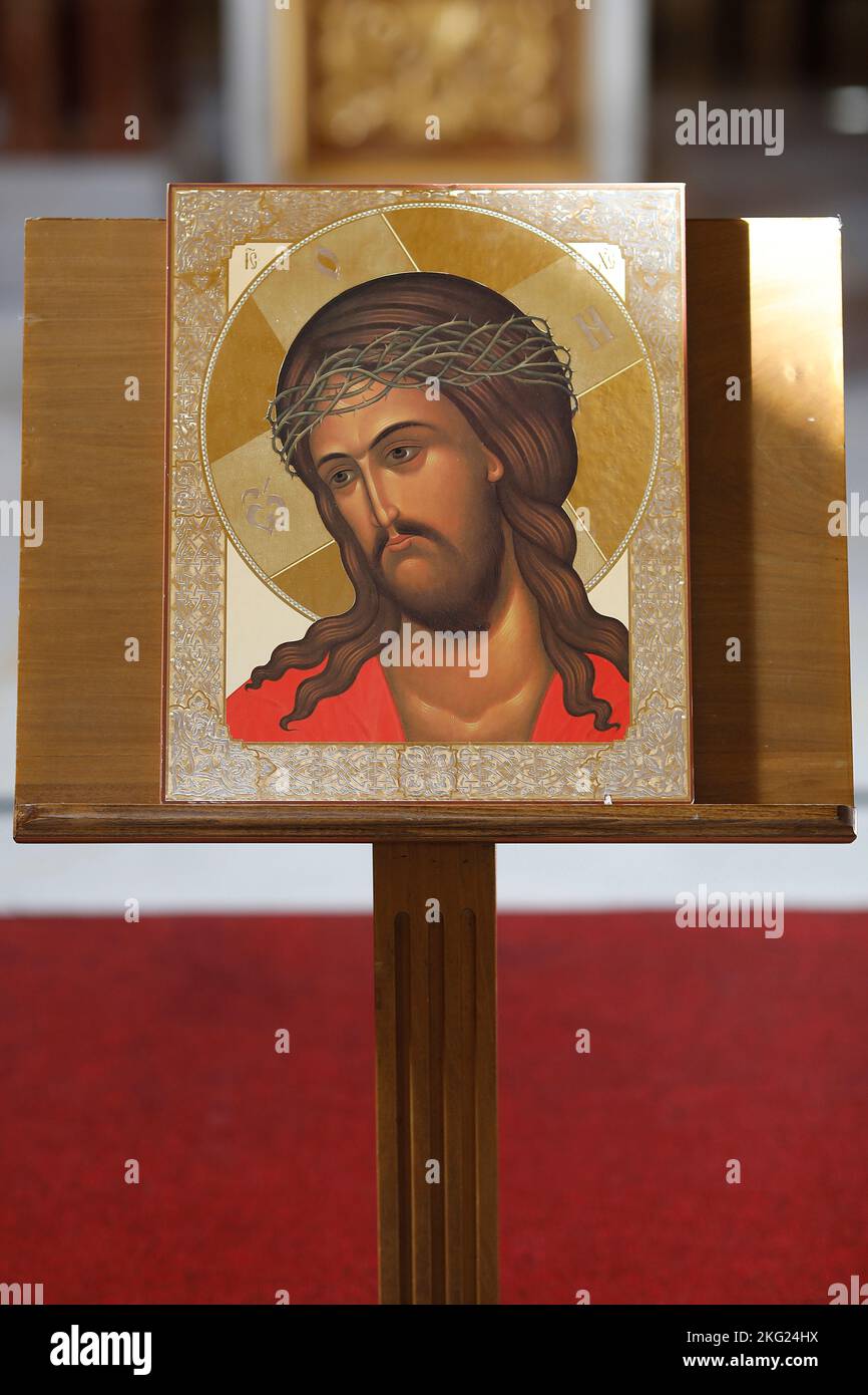 Jesus Christ icon in Saint George maronite cathedral, Beirut, Lebanon ...
