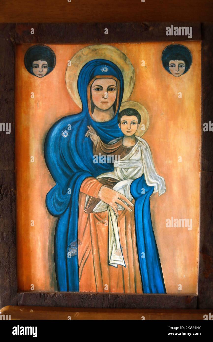 Maronite Virgin and child icon in Bekaa Kafra, Lebanon Stock Photo - Alamy