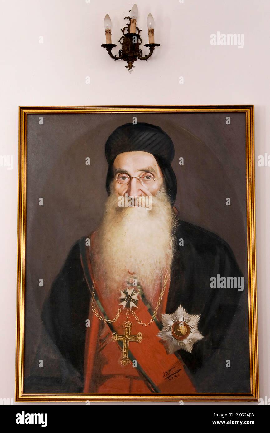 Painting in Kreim maronite monastery, Ghosta, Lebanon. Patriarch Hanna ...