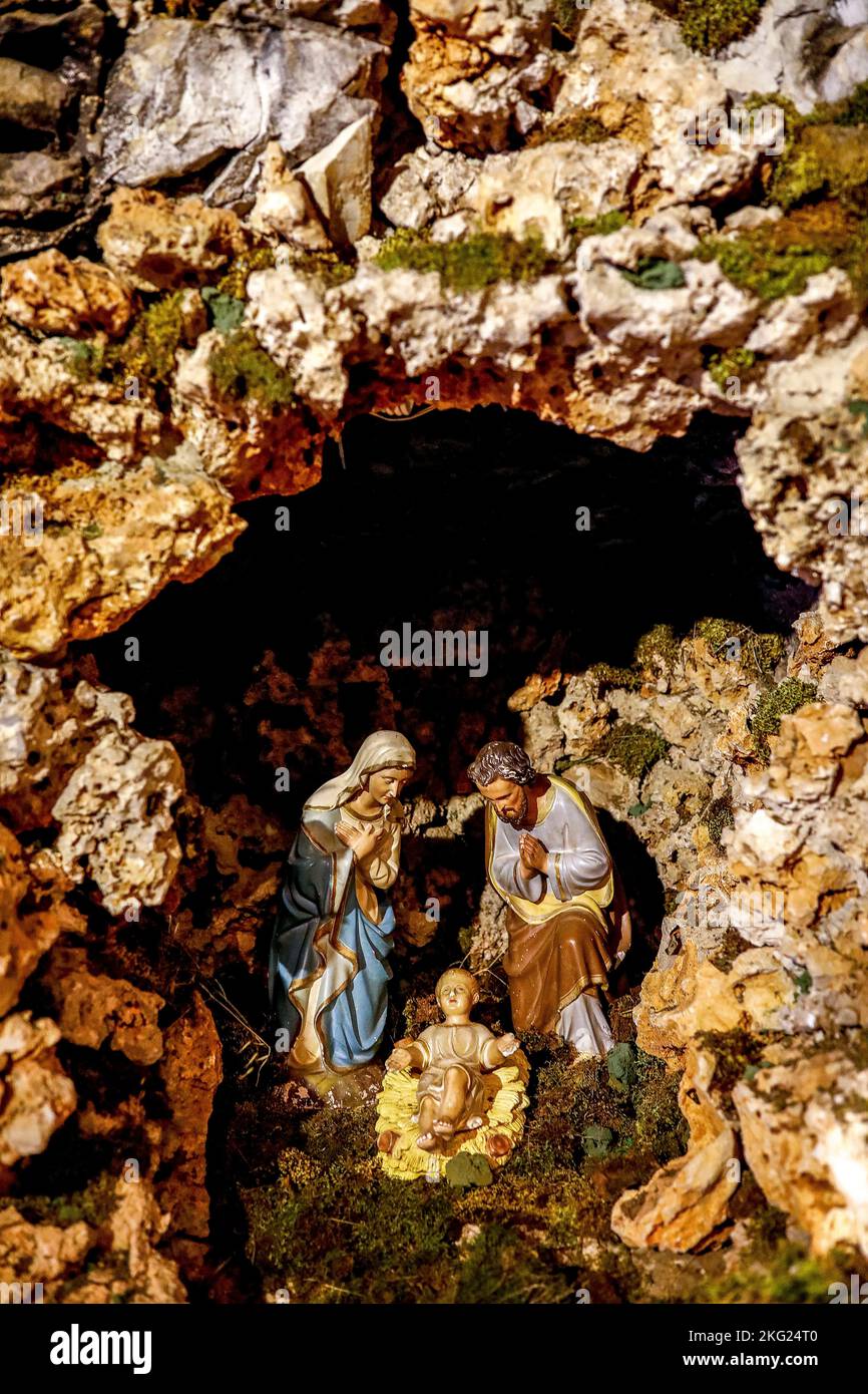 Nativity statues outside Mar Licha (Lichaa) monastery in the Qadisha ...