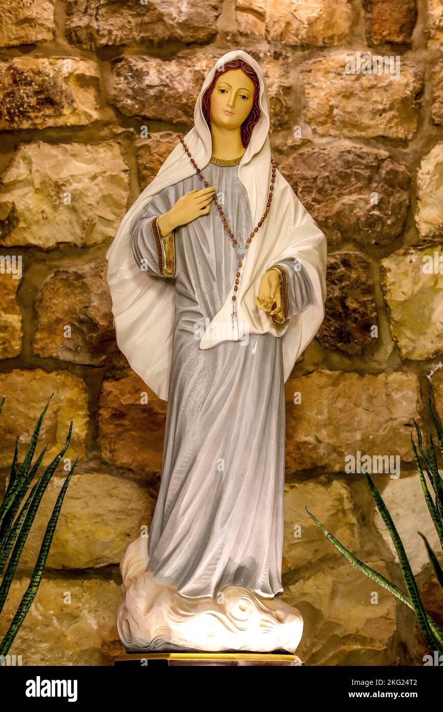 Virgin Mary statue in Mar Licha (Lichaa) monastery in the Qadisha ...