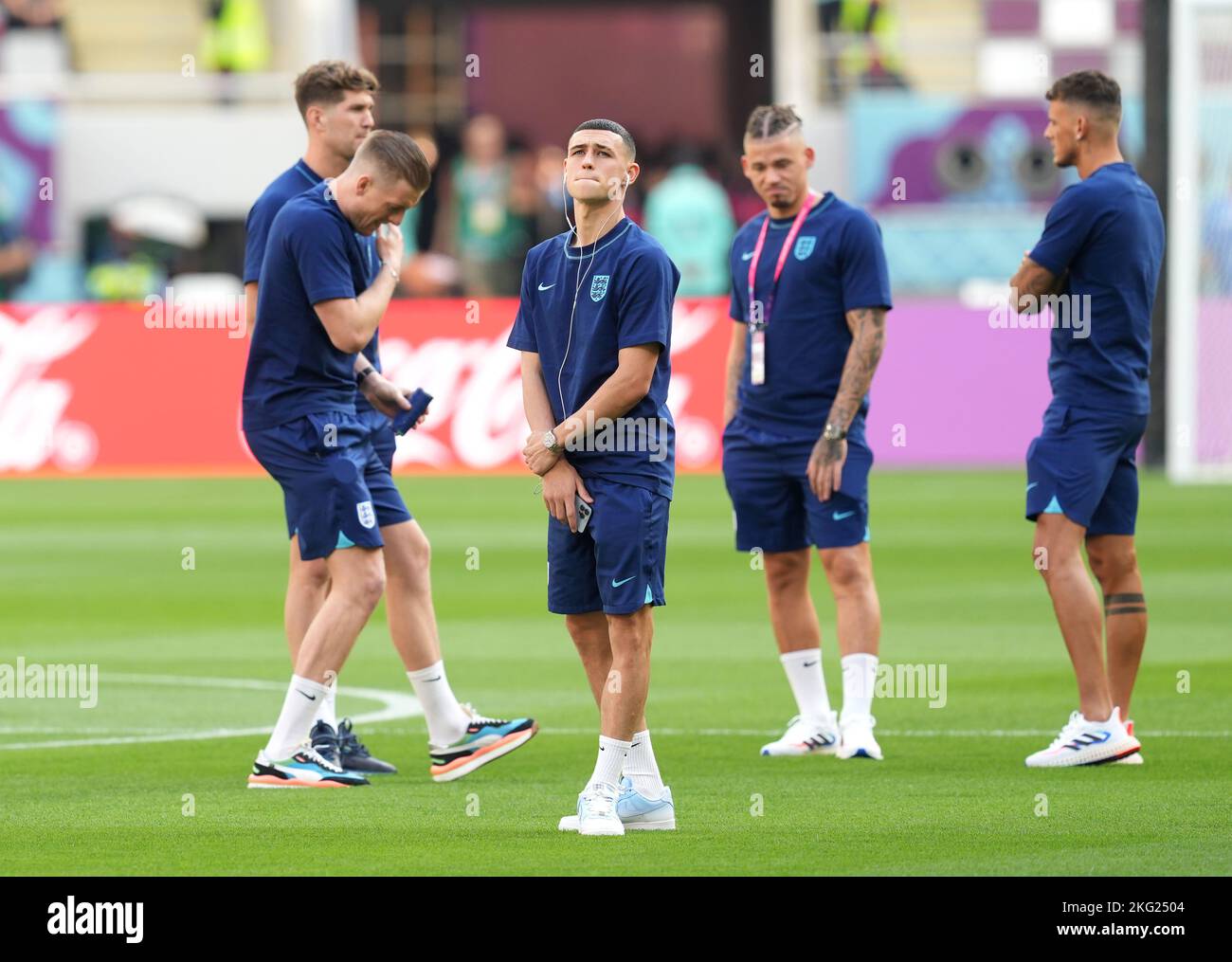 England's Phil Foden (centre) before the FIFA World Cup Group B match ...