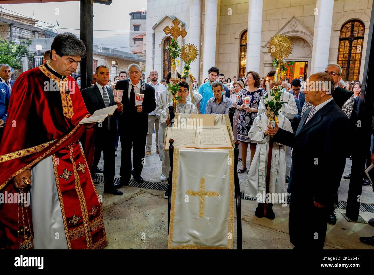 Easter mass in Wadi El Chahrour El Suflah orthodox church, Lebanon ...