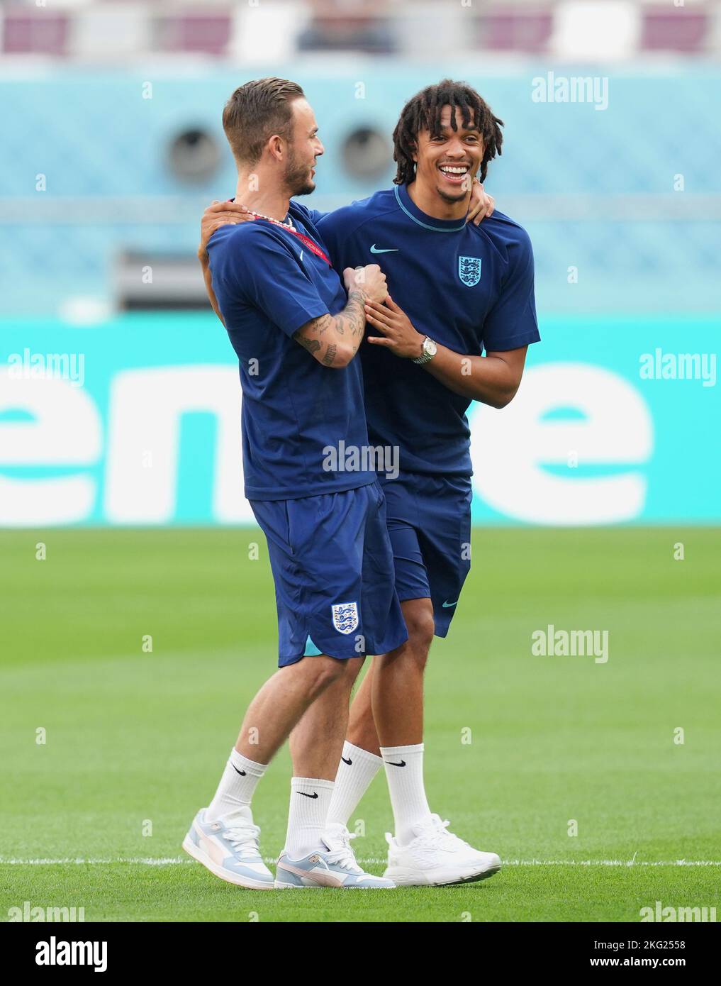 England's James Maddison (left) and Trent Alexander-Arnold before the ...