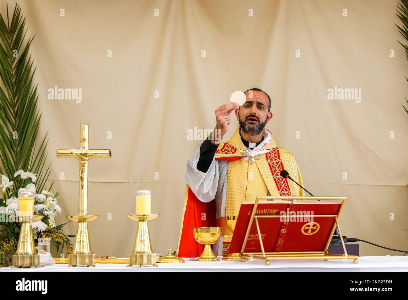 Palm sunday celebration in Our Lady maronite church, Houmal, Lebanon ...