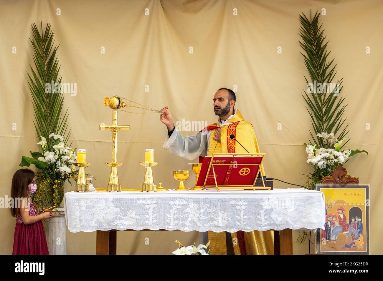 Palm sunday celebration in Our Lady maronite church, Houmal, Lebanon ...