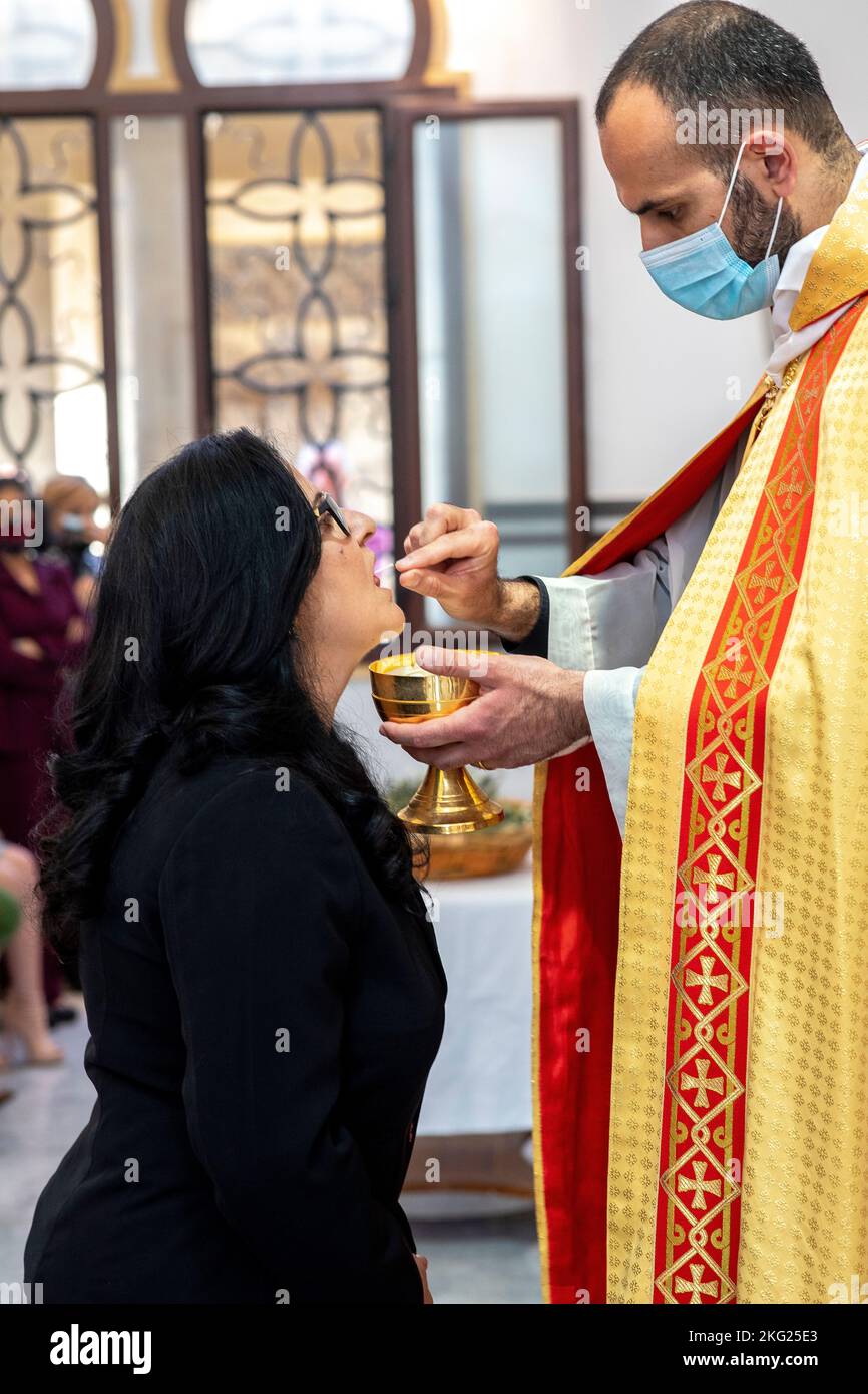 Palm sunday celebration in Our Lady maronite church, Houmal, Lebanon ...