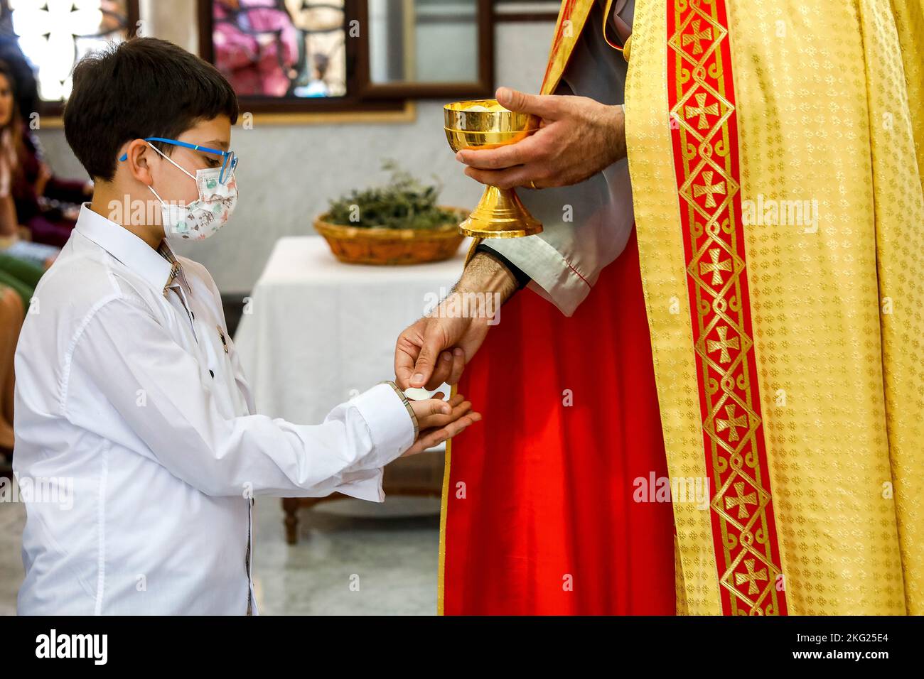 Palm sunday celebration in Our Lady maronite church, Houmal, Lebanon ...