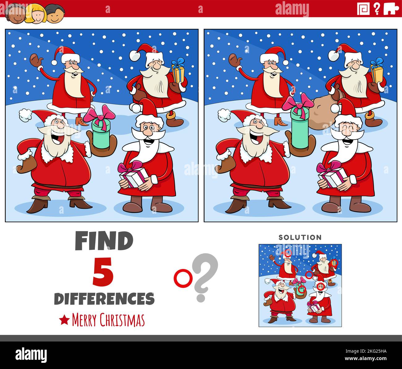 Cartoon illustration of finding differences between pictures ...