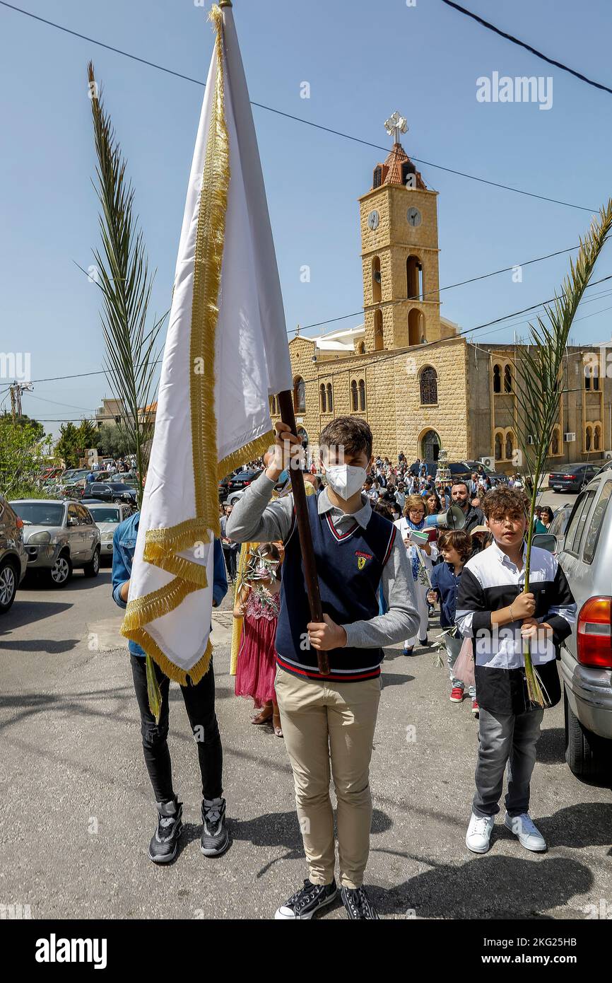 Palm sunday celebration in Our Lady maronite church, Houmal, Lebanon ...