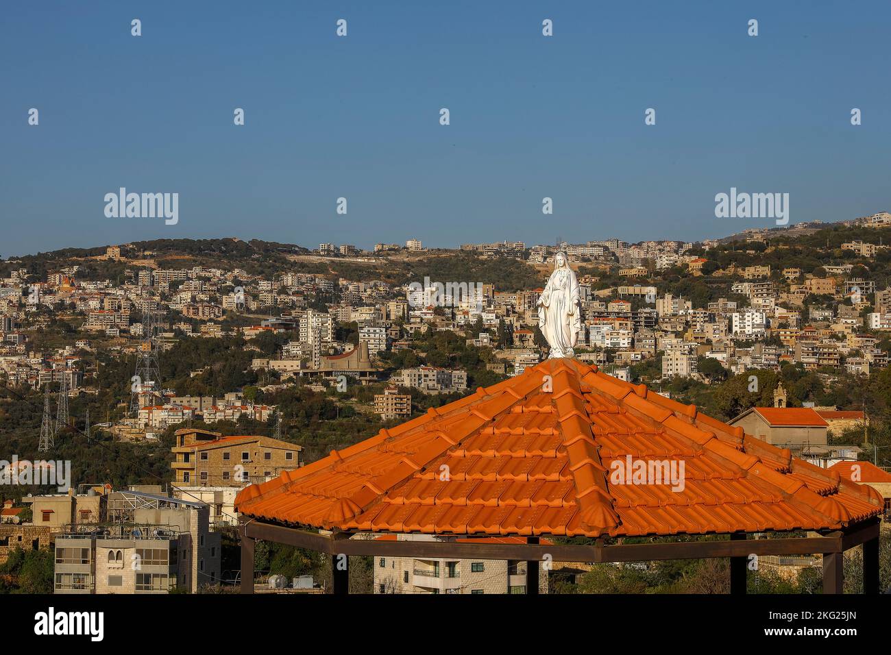 Statue of the Virgin Mary in a maronite village in Lebanon Stock Photo ...