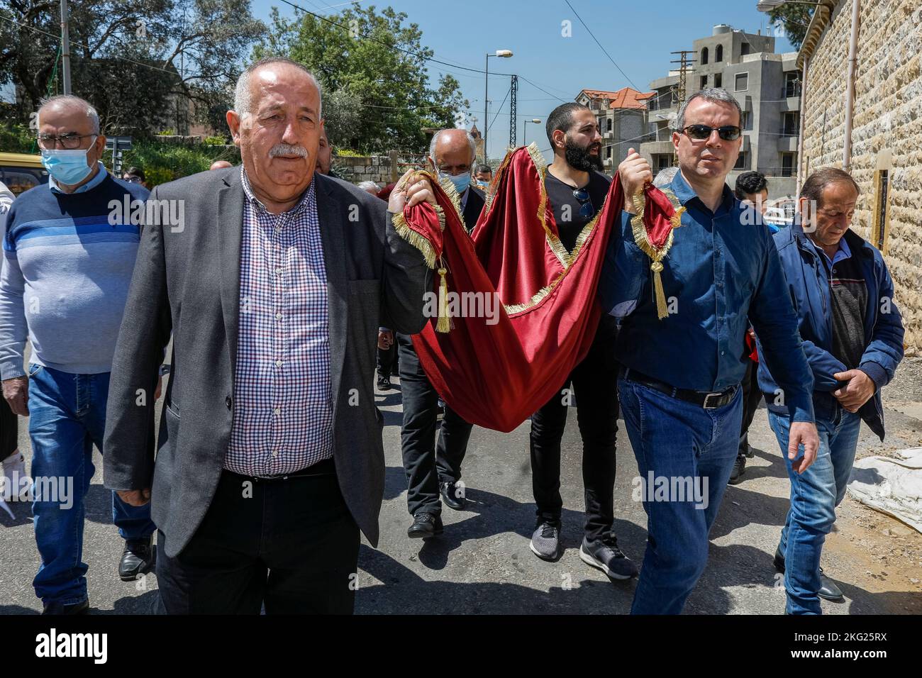 Good Friday procession outside Our Lady maronite church, Bdadoun ...
