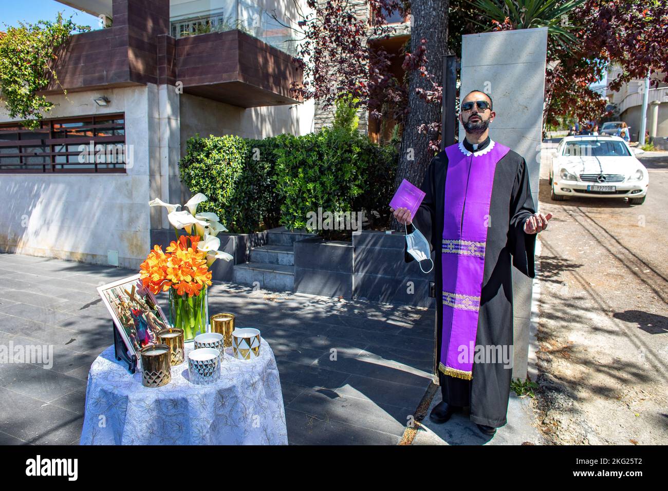 Good Friday celebration in Houmal maronite village, Lebanon. Station of ...