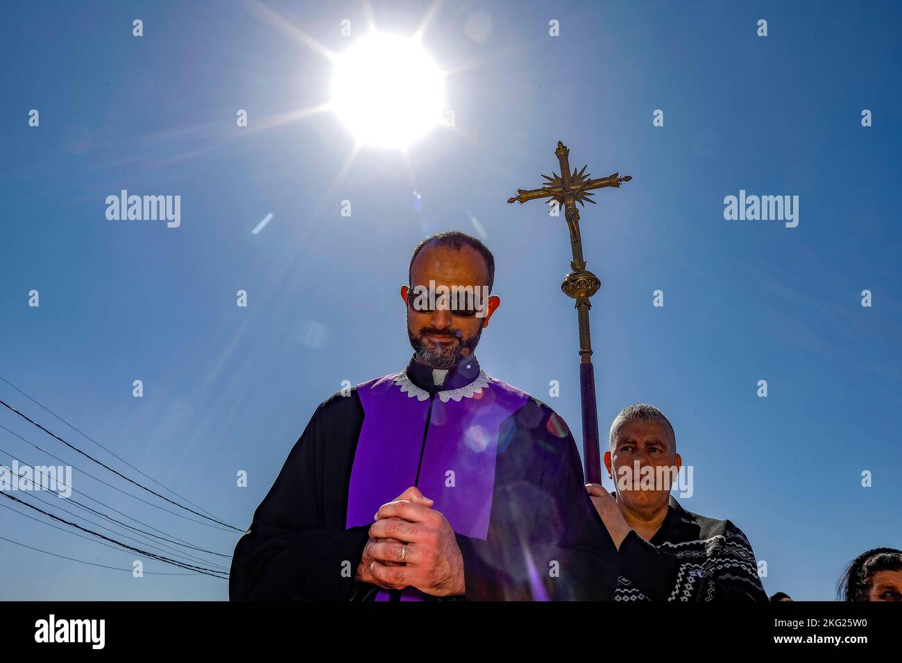 Good Friday celebration in Houmal maronite village, Lebanon. Station of ...