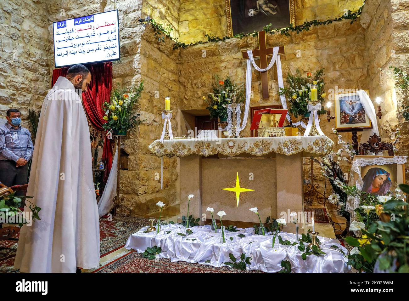 Easter celebration in Our Lady maronite church, Bdedoun, Lebanon Stock ...