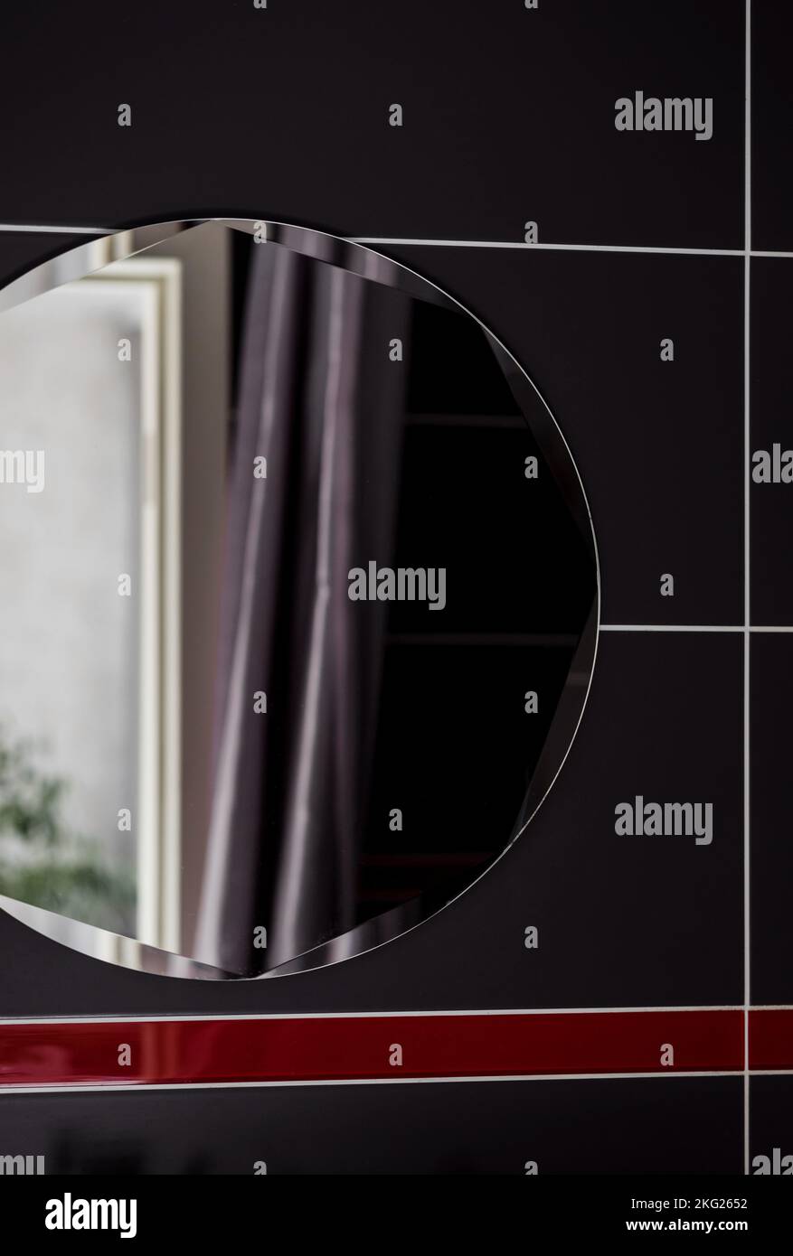 Interior design elements. trendy mirror in bathroom Stock Photo - Alamy