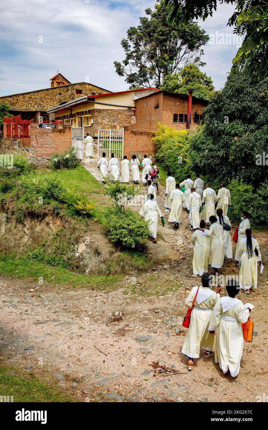 Choir going to mass in Karongi Genocide Memorial church, Kibuye ...