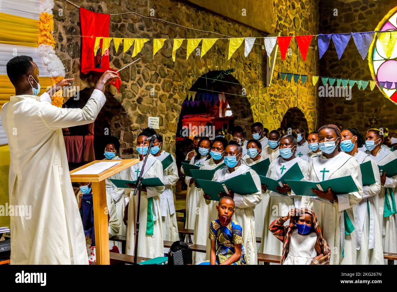 Choir singing at mass in Karongi Genocide Memorial church, Kibuye ...