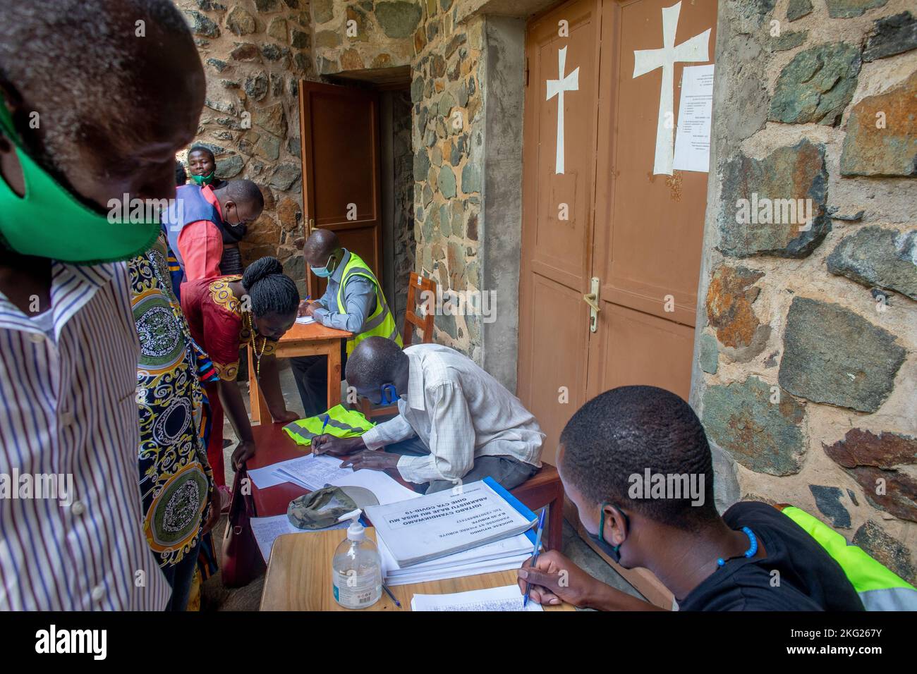 Registration at Karongi Genocide Memorial church, Kibuye, western ...