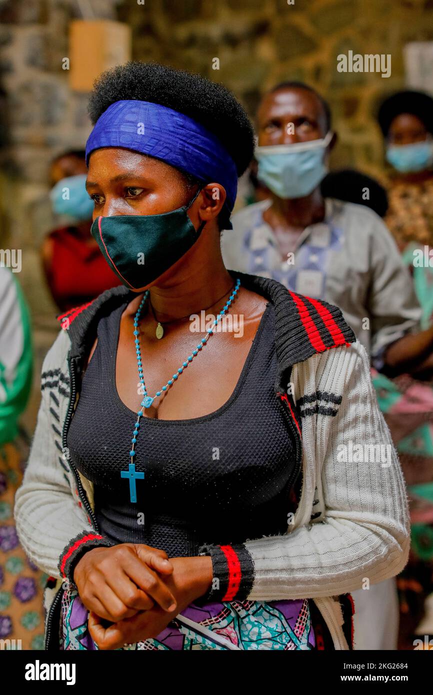 Sunday masss in Karongi Genocide Memorial church, Kibuye, western ...