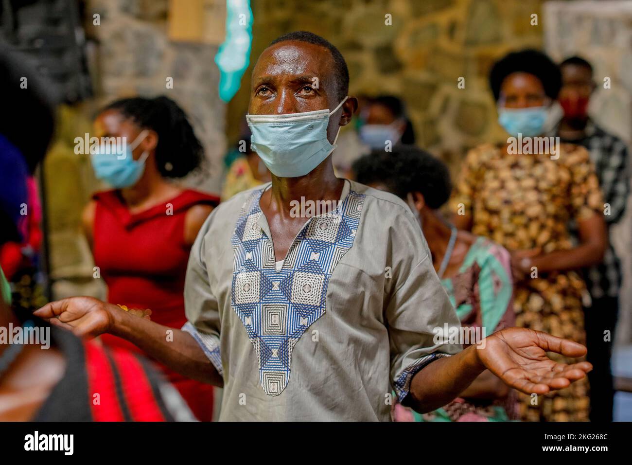 Sunday mass in Karongi Genocide Memorial church, Kibuye, western Rwanda ...