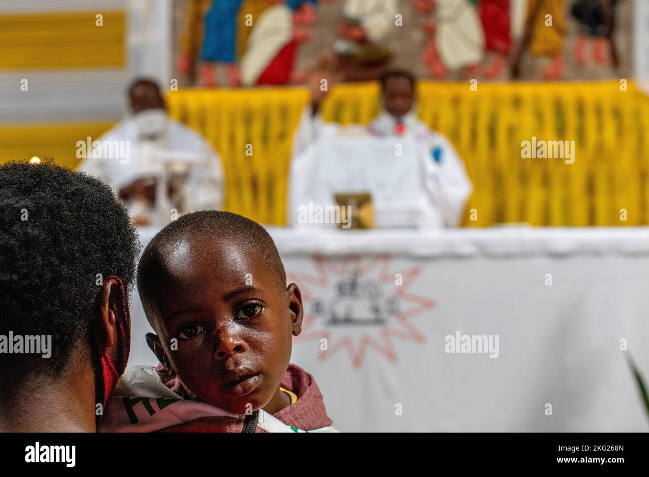Sunday mass in Karongi Genocide Memorial church, Kibuye, western Rwanda ...