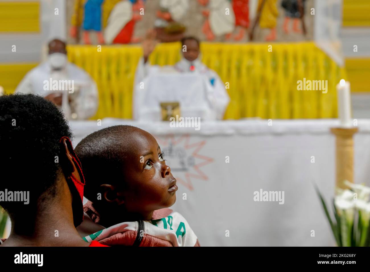 Sunday mass in Karongi Genocide Memorial church, Kibuye, western Rwanda ...