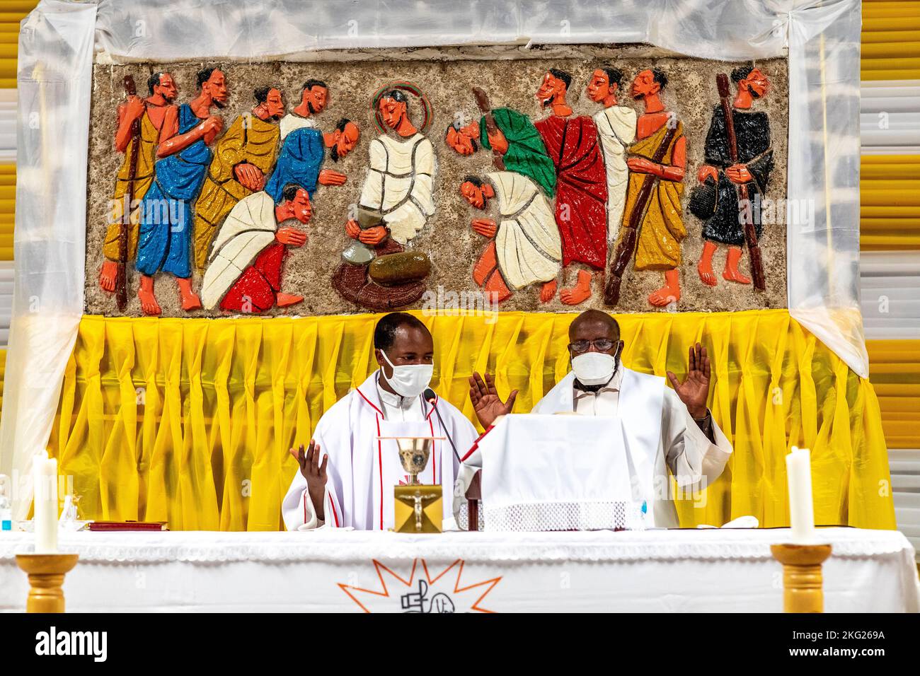 Sunday mass in Karongi Genocide Memorial church, Kibuye, western Rwanda ...