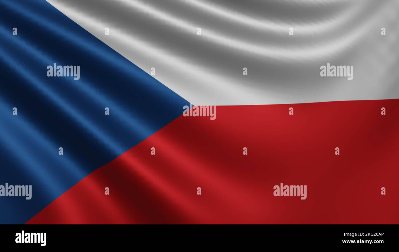 Render of the Czech flag flutters in the wind close-up, the national ...