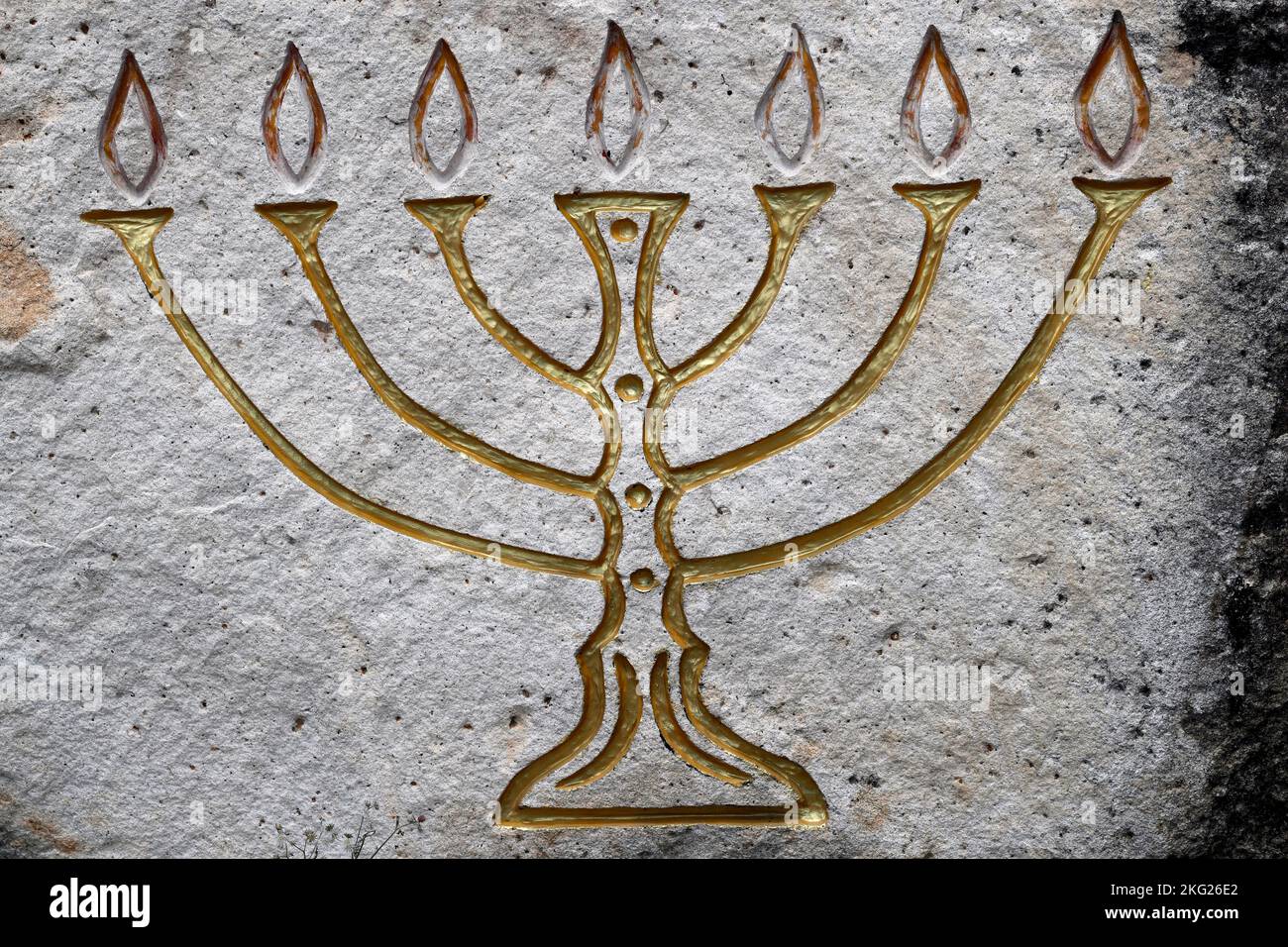 A menorah symbol of judaisim. Catholic church. Tan Chau. Vietnam Stock ...