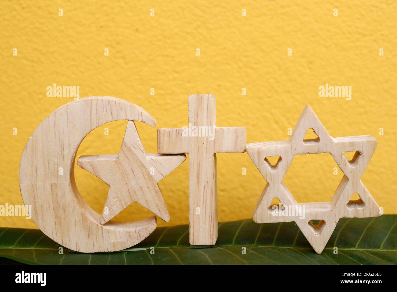 Religious symbols : Jewish Star of David, Muslim Star and Crescent and ...