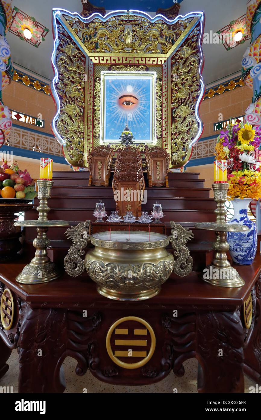 Cao Dai temple. Caodaism is a monotheistic syncretic new religious ...