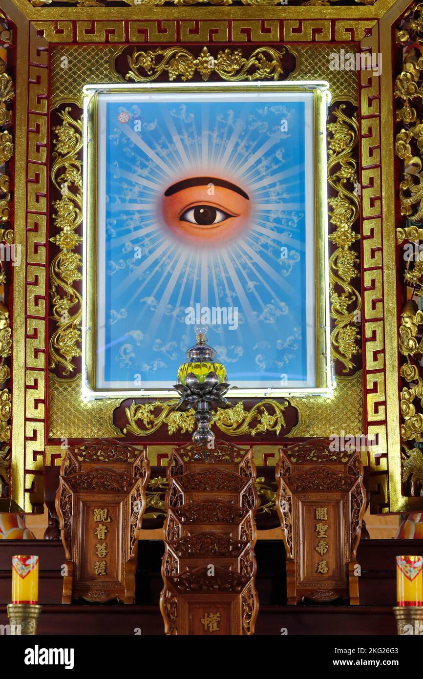 Cao Dai temple. Caodaism is a monotheistic syncretic new religious ...