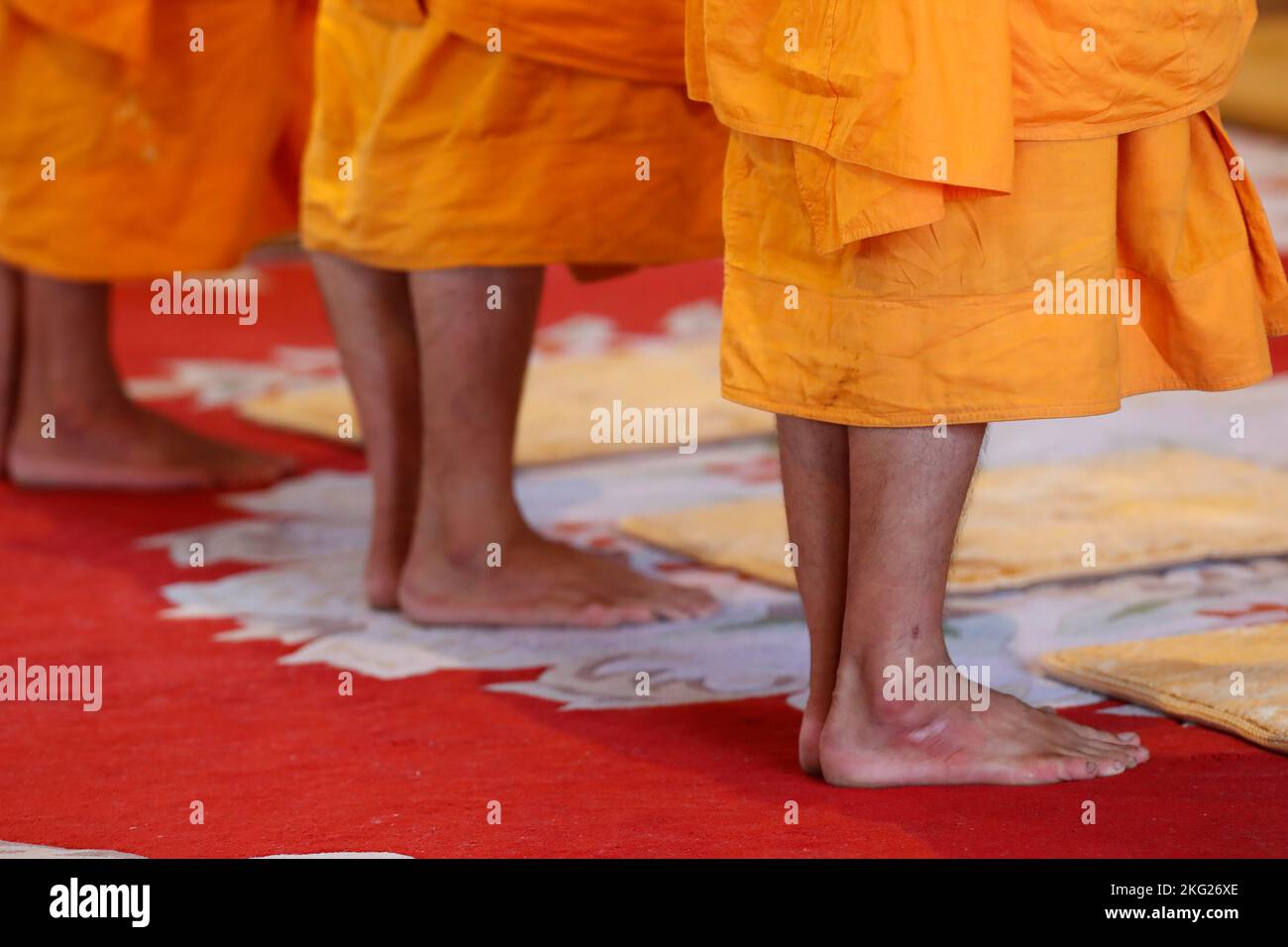 Ba Vang buddhist temple. Monks at religious rituals. Buddhist ceremony ...