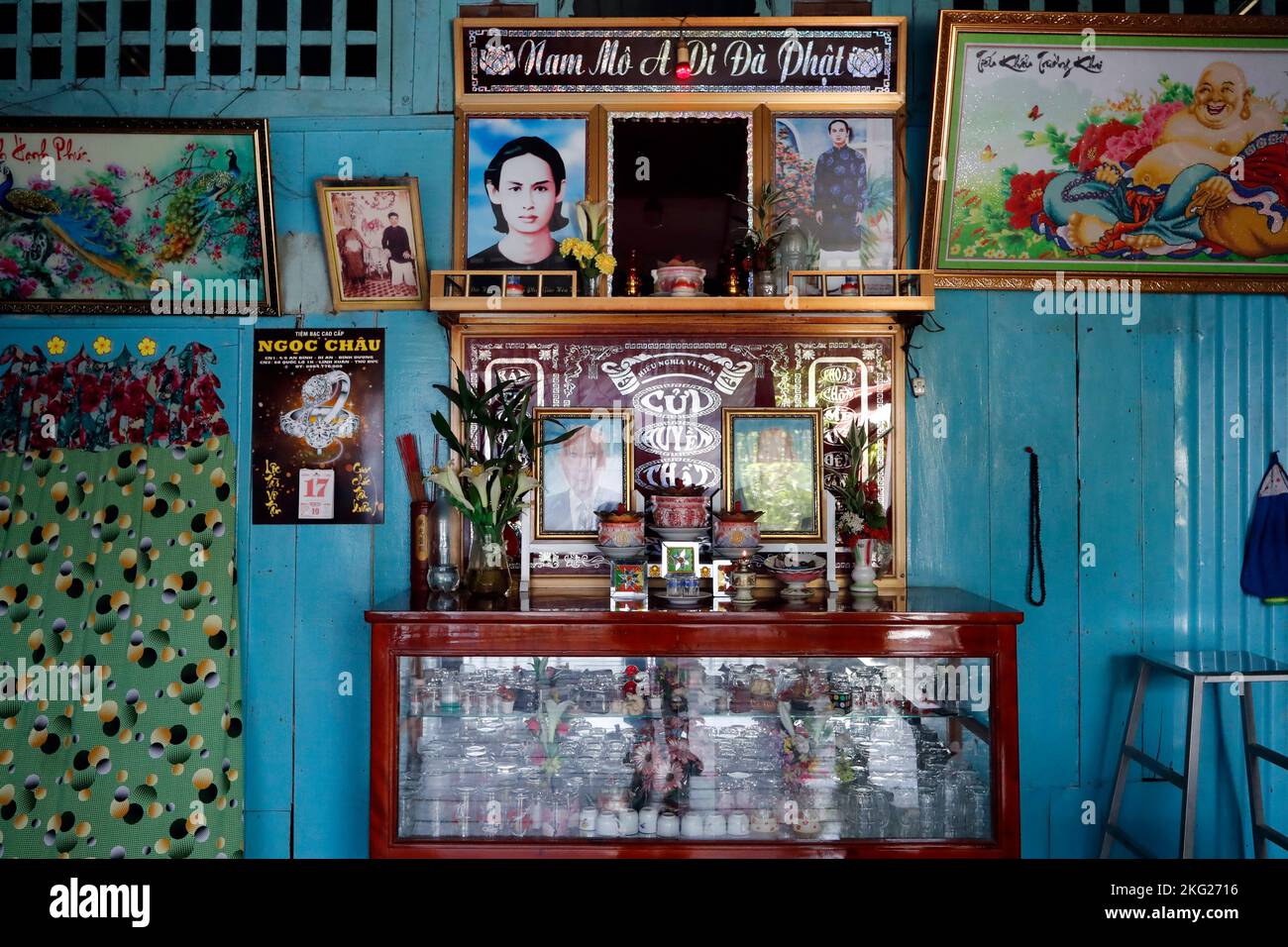 Ancestor altar. The veneration of the dead at home. Tan Chau. Vietnam ...